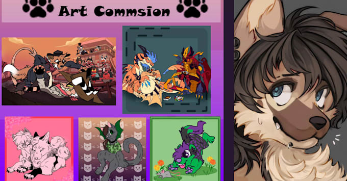 Dibujar avatar furry nsfw, furry pfp, arte fursona, referencia furry