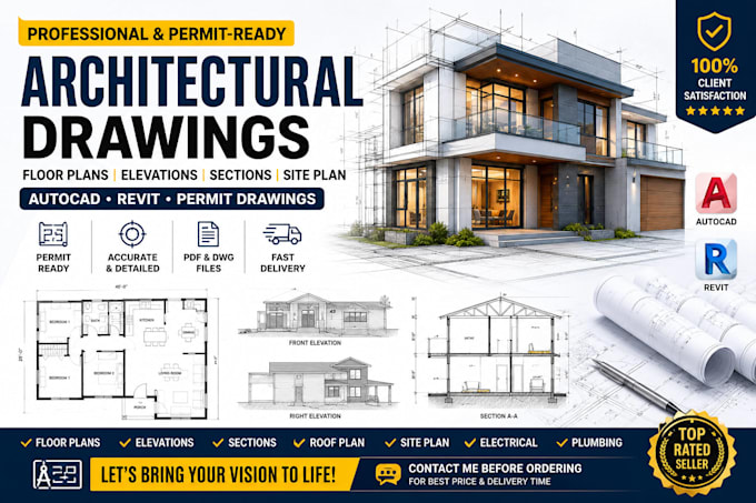 Architektonische genehmigungszeichnungen, grundrisse und autocad revit ...