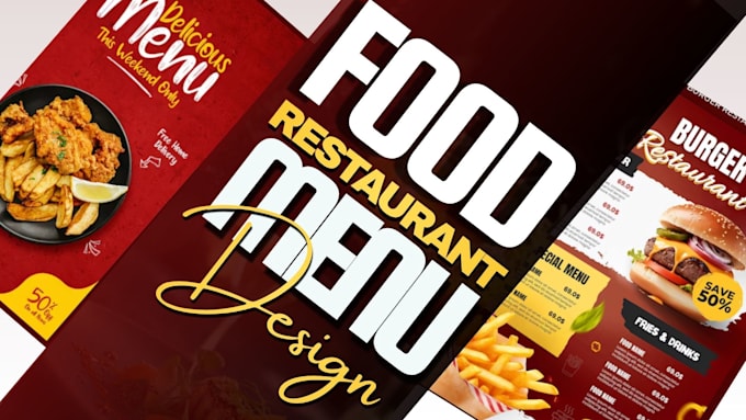Crea menu ristorante moderno, flyer e brochure per il cibo