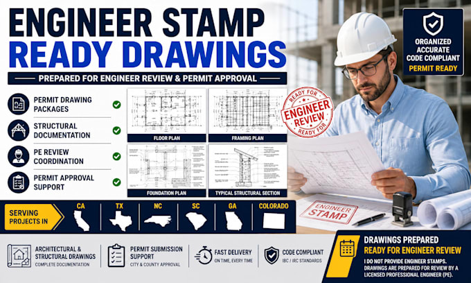 Prepare permit drawings ready for engineer review and stamp ...