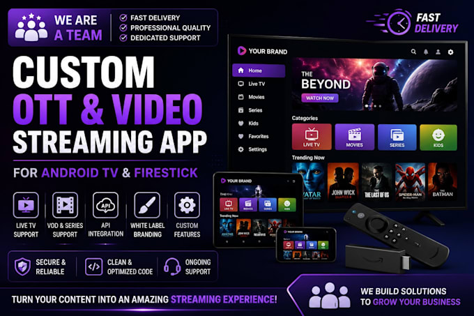 Develop a custom ott and video streaming app for android tv and ...