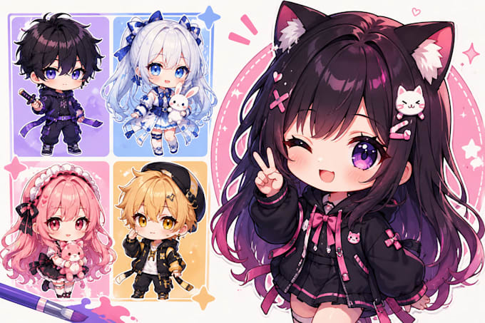 Draw Custom Cute Chibi Anime Character For Pfp Vtuber Sticker Fanart
