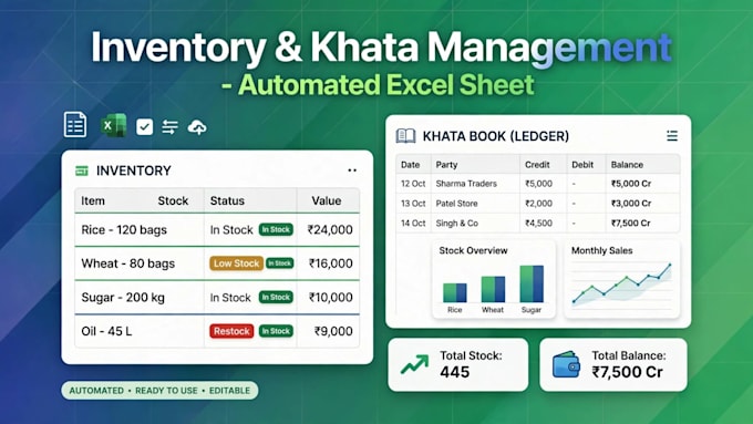 Create inventory, khata management, excel sheet for you by Mbrajpoot ...
