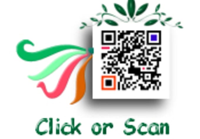 Make a qr code, color small parts of the code, shadow the edge, put 4 ...