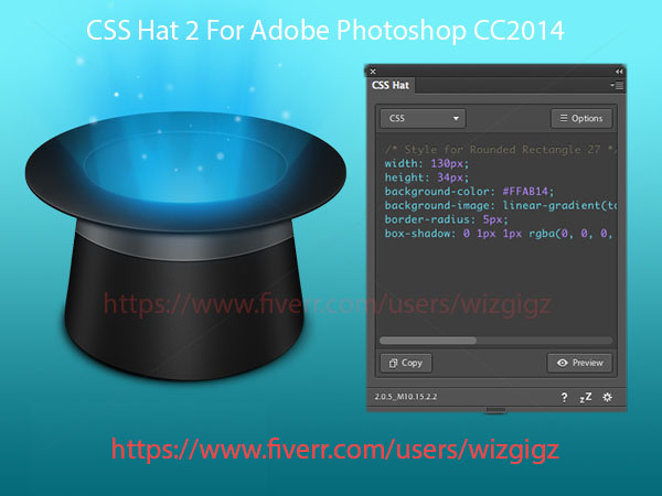 Give css hat 2 photoshop plugin to transform layer style to css3 code by Wizgigz | Fiverr