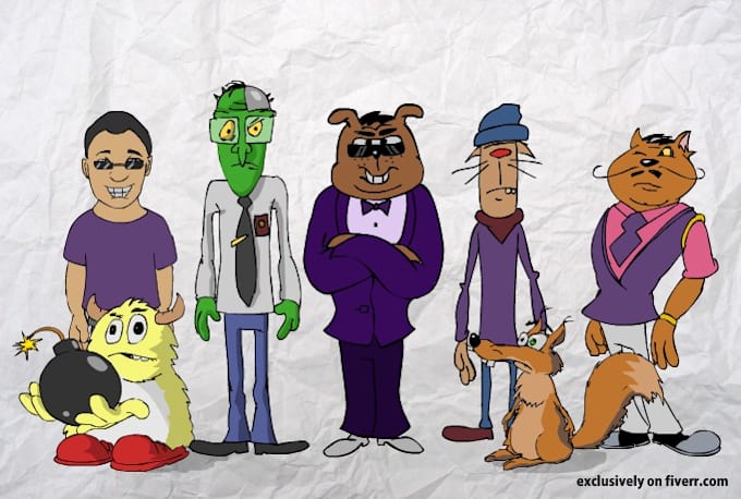 Draw a cartoon character in wacky style by Alexcherkassoff | Fiverr