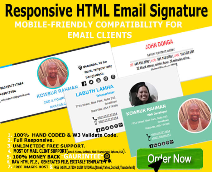 Design professional html email signature by Kowsur777 | Fiverr