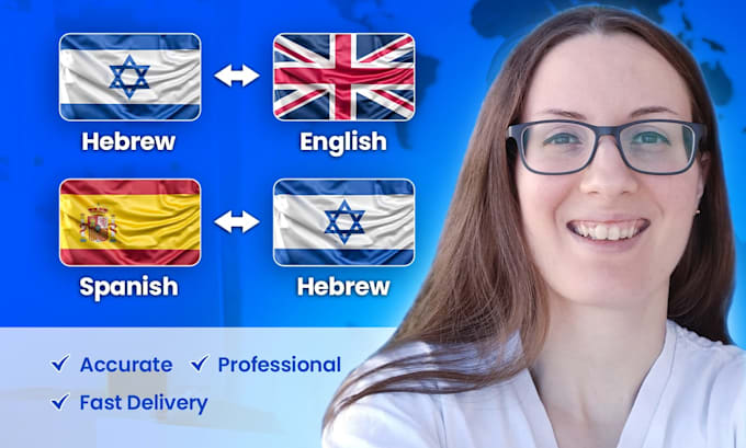 Professionally translate english or spanish to hebrew by May2311 | Fiverr
