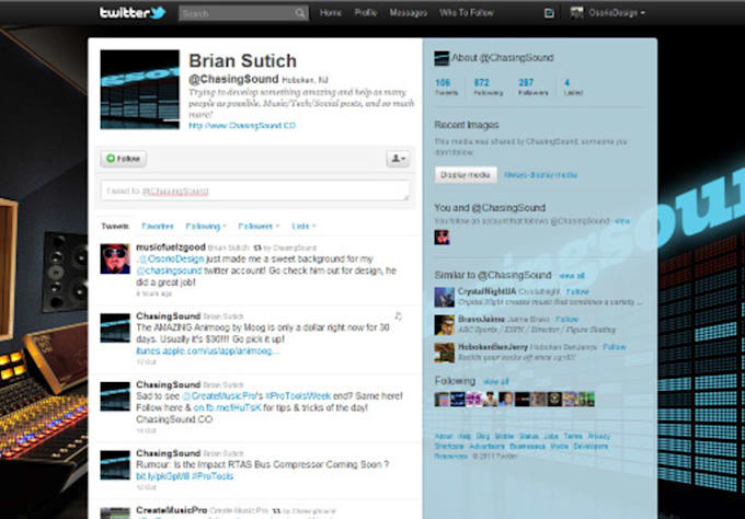 Create a custom twitter background plus header image by Osoriodesign ...