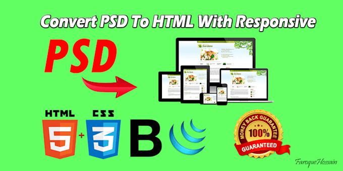 Convert psd to html with responsive web design by Faroque | Fiverr
