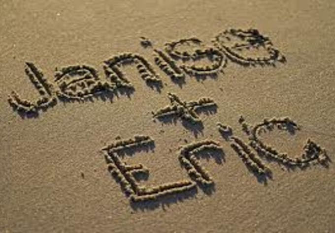 Write names or any message in the sand with beach or pier in the ...