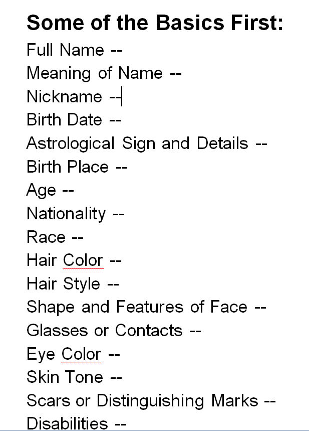 Create an in depth character sheet for your novel or story by Stakhanov ...