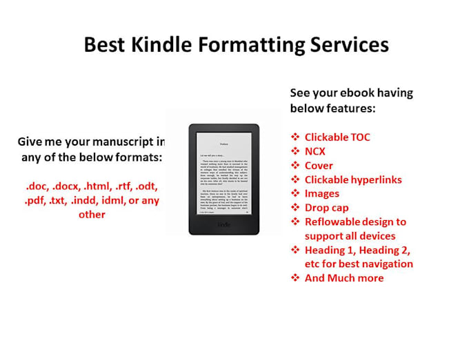 Do kindle ebook epub kpf formatting with clickable toc by Pinkszzz | Fiverr