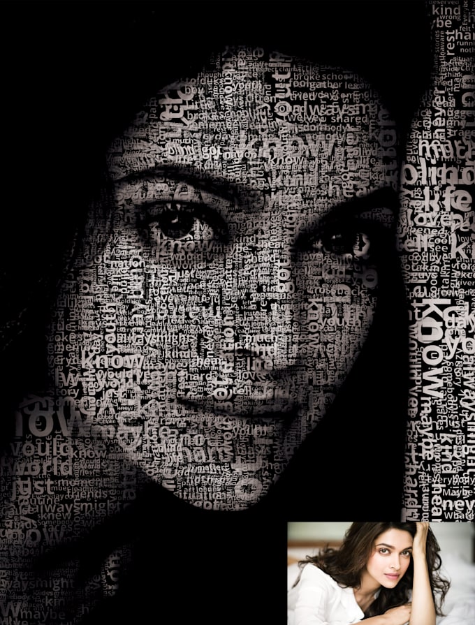 Make text potrait, put words into a portrait photo by Archilbald | Fiverr
