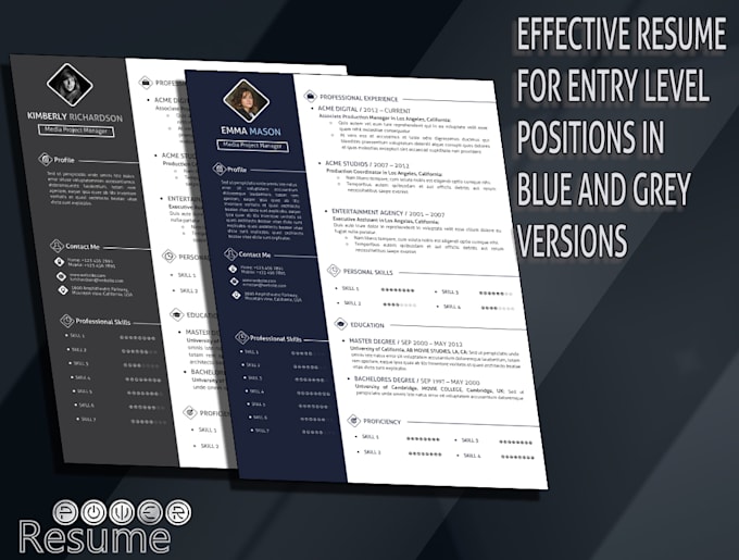 Send you effective blue and grey professional resume templates by Power ...