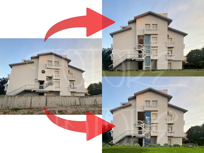 Photoshop editing interior exterior modification house facade paint ...