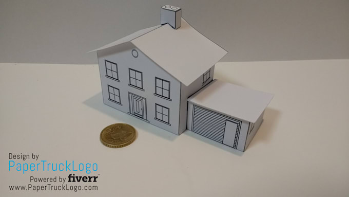 Make a papercraft house with your logo on it by Papertrucklogo | Fiverr