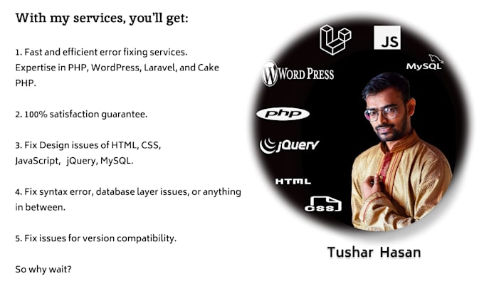 Fix any type of php, wordpress, laravel, or cakephp error by Tusar_hasan | Fiverr
