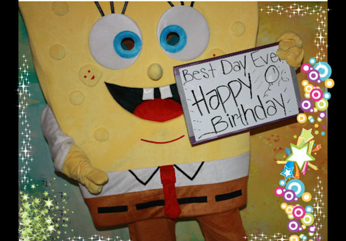 Hold a fan sign with a popular lovable character for example spongebob ...