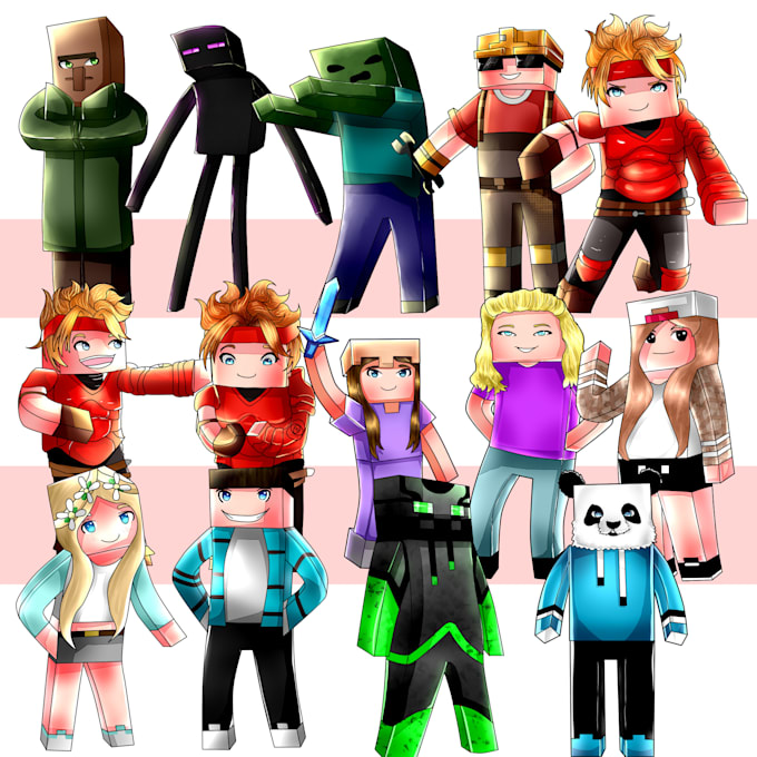 Draw your minecraft characters in caricature style by Eddymsjh | Fiverr
