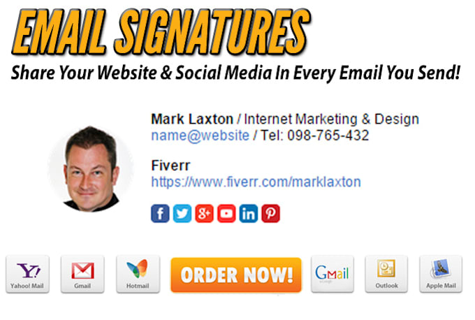 Create your email signature with social media links by Marklaxton | Fiverr
