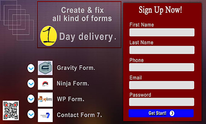 Fix or create gravity form wpforms contact form 7 ninja form by Raselmolla6336 | Fiverr