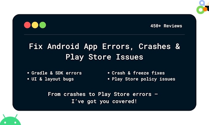 Fix bugs, crashes and play store issues of android app by Hasni1 | Fiverr