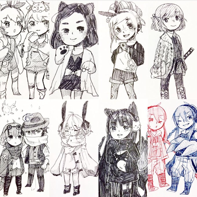 Draw chibi pen sketches traditionally by Ninjakid0104 | Fiverr