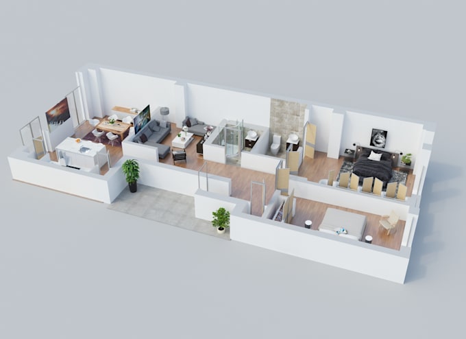 Create the floor plan in a 3d rendering by Davidtruong8686 | Fiverr