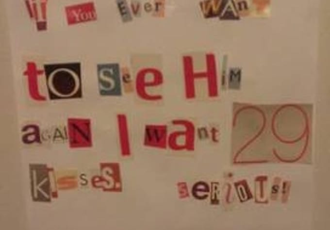 Write your message ransom letter style using magazine cutout letters ...