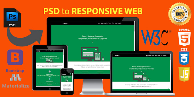Convert Psd To Responsive Web With Html5 Css Js Bootstrap By Mawtech