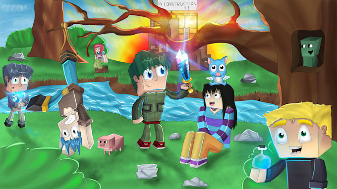 Minecraft hand draw art by Florinmihai | Fiverr