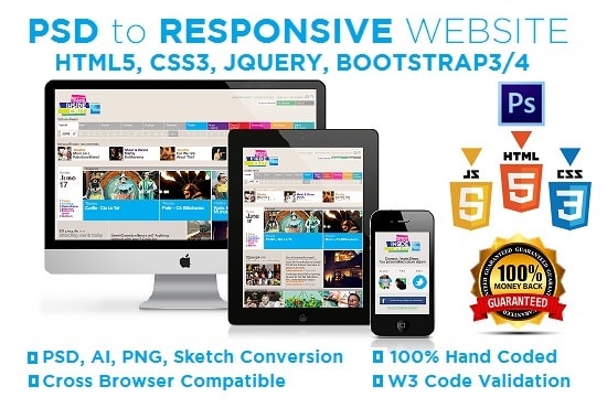 Convert any psd or image to responsive html website using bootstrap by Bestweby | Fiverr