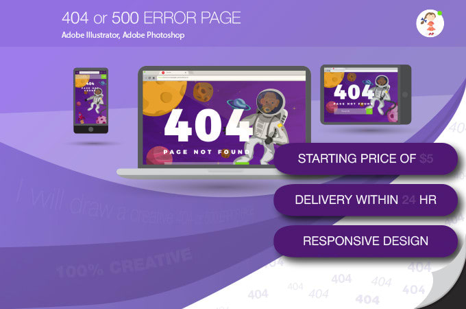 Design creative responsive error page by Meryart | Fiverr