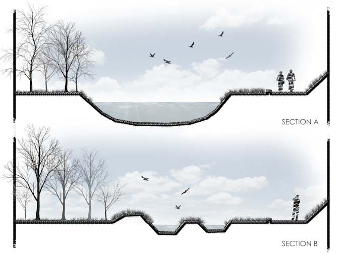 Render section, 2d plan in photoshop by Gardenstudio | Fiverr