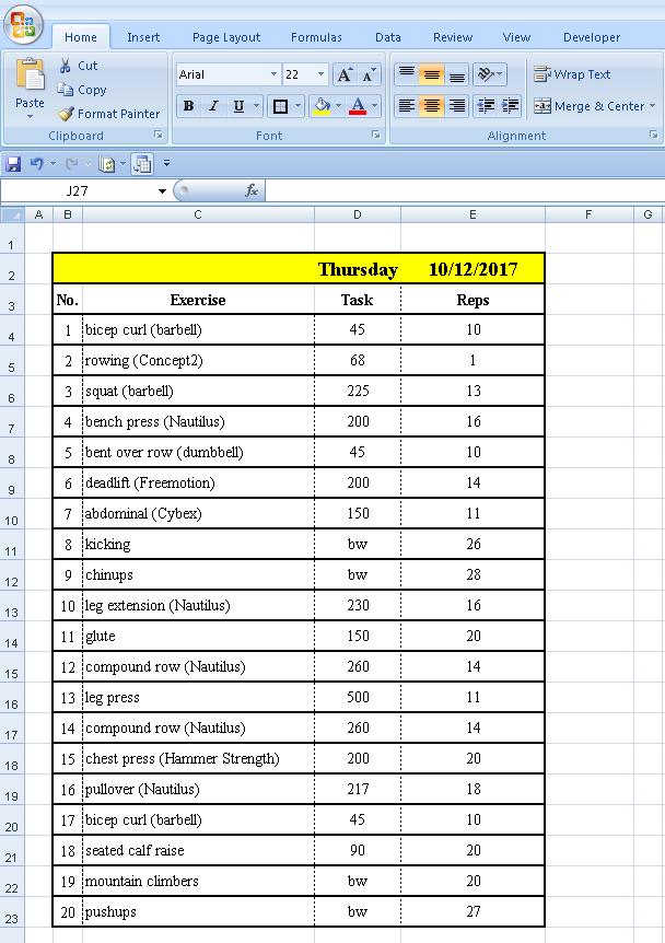Send you two excel spreadsheets to create workouts for exercise by ...