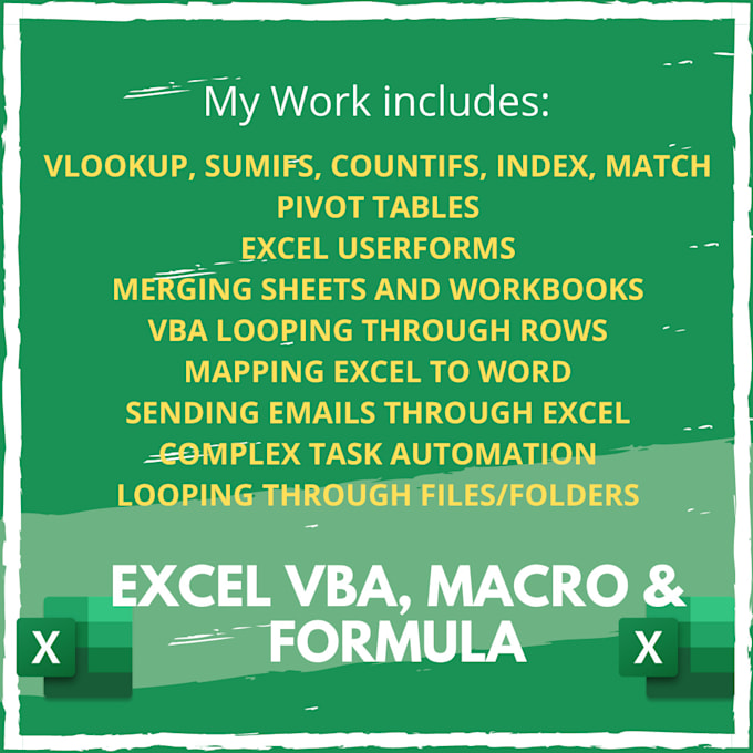 Write macro, formula or vba to automate excel by Marcsteel | Fiverr
