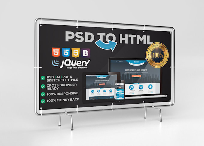 Convert your psd to responsive css3 html5 using bootstrap 4 by ...