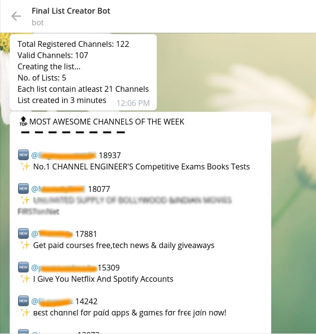 Make a bot for creating final lists in promotional groups by Anonsharer ...