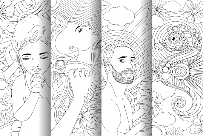 Create detailed digital design for adult coloring book pages by ...