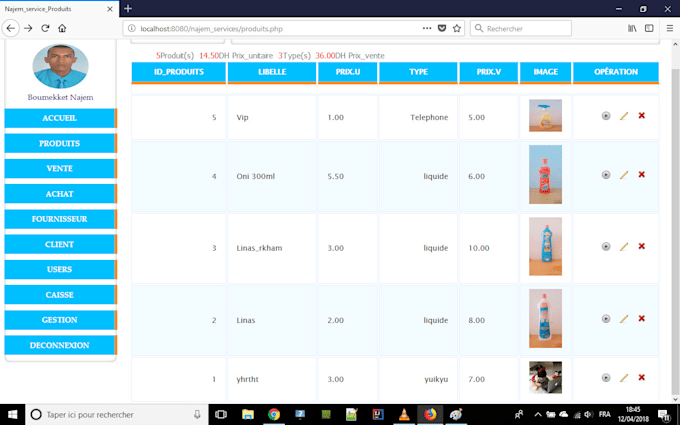 Application gestion du stock et gestion des ventes