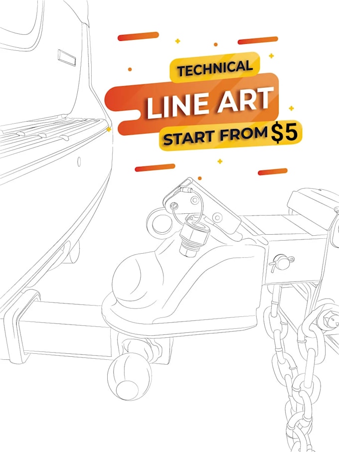 Do technical line drawings, black and white vector art illustration by ...