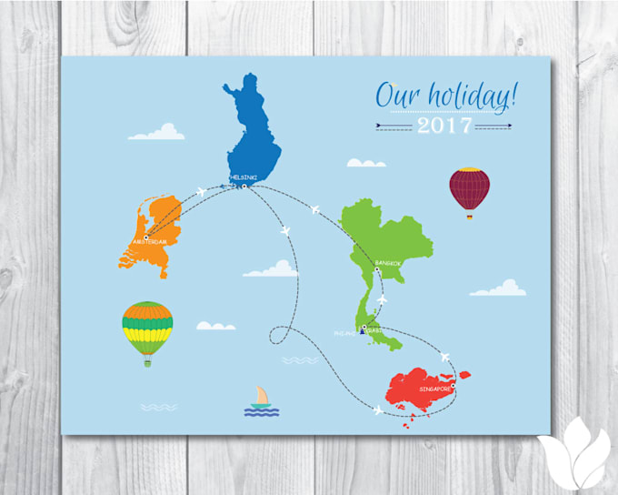 Create an amazing travel map illustration by Lauragraphicart | Fiverr