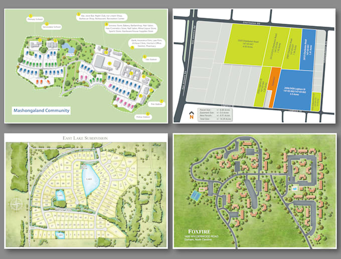 Create architectural or real estate site plan master plan map ...