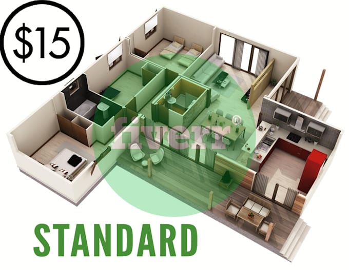 Model your 2d plan into 3d floor plan by Archamal | Fiverr
