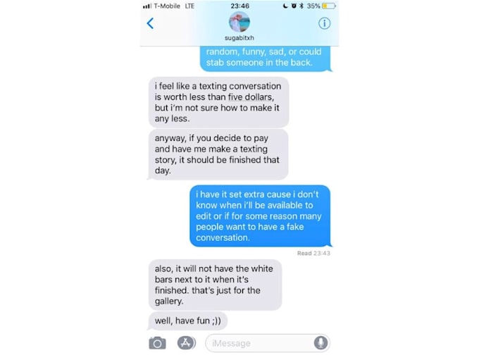 Make a fake texting story by Sugabitxh | Fiverr