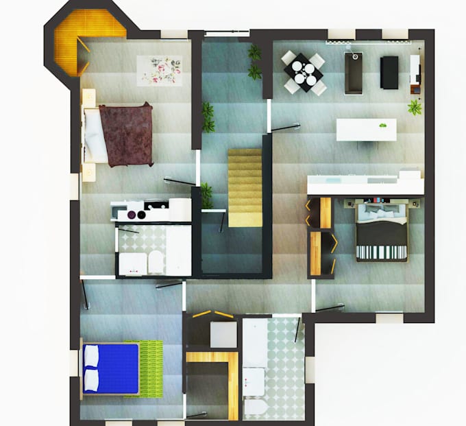 Design or reconfigure cad real estate floor plan by Amnafarooq13 | Fiverr