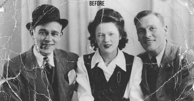 Damaged black and white photo restoration by Sebastianjwb | Fiverr