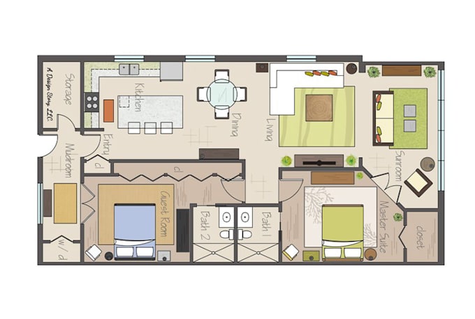 Create detailed 2d drawings and colourful interior drawings by ...