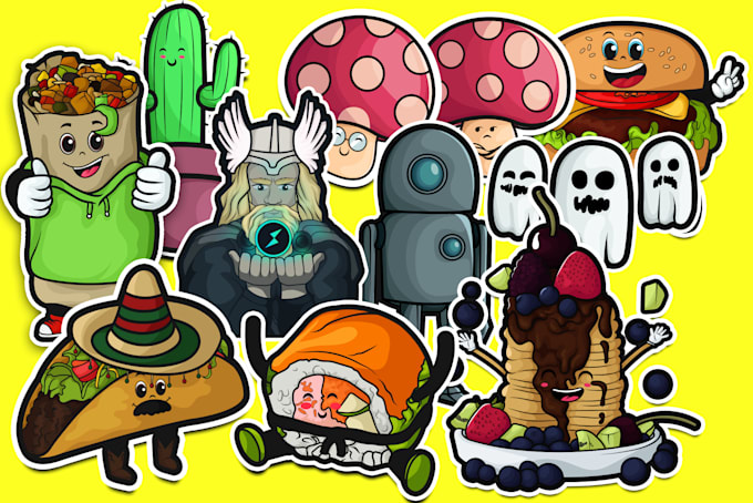 Draw cartoon character, stickers, emojis by Rayarmas | Fiverr